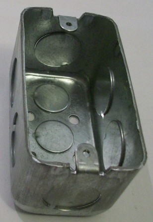 galvanized handy box, 3/4 knockouts