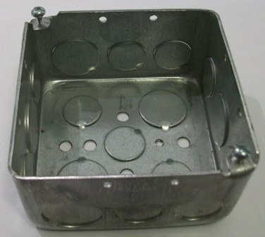 4 x 4 x 2 1/8" galvanized box, plain