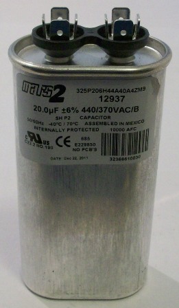 20 MFD run capacitor, 440V oval